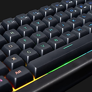 Wireless Gaming Keyboard, Rechargeable 2000mAh 2.4G LED Backlit Wireless Keyboard, Ergonomic Keyboard with Mechanical Sensory Keys, for PC PS4 Xbox One Mac, Teclado Gamer (Black)