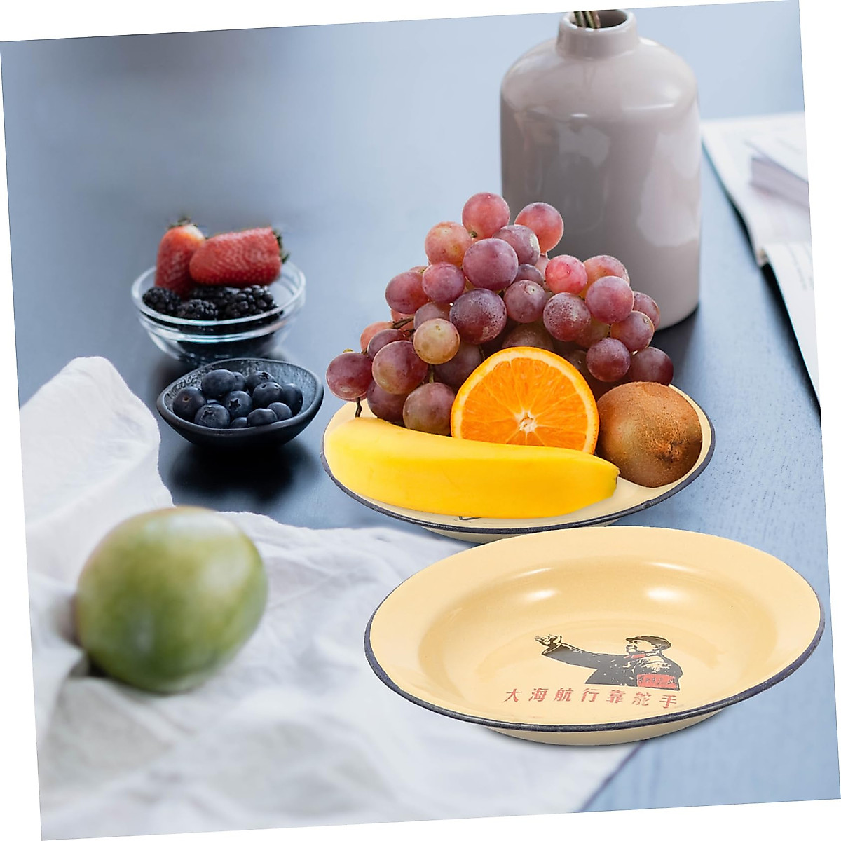 BESTOYARD Salad Pasta Bowls 4 Pcs Enamel Fruit Tray Vintage Table Tray