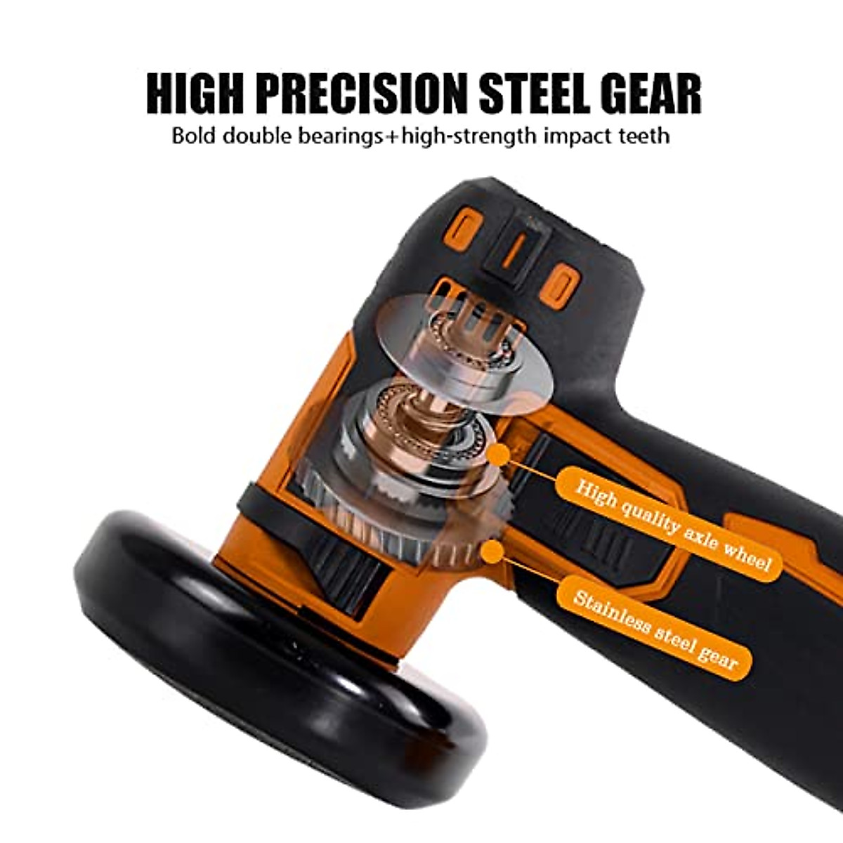 Weytoll 12V Cordless Brush Angle Grinder Kit, Grinding Disc 3/76mm, 19500rpm Electric Grinding Tool Mini Grinder Handheld Cutter with 2pcs 12V1300mAh Batteries and 6 Cutting Discs, Orange