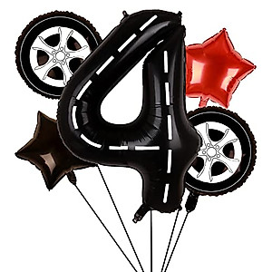 Race Car Balloons Wheel Tire Balloons 4th Birthday Party Decorations for Boys Foil Mylar Racing Car Theme Party Supplies Monstor Truck Transportation Party Favors Anniversary Decor