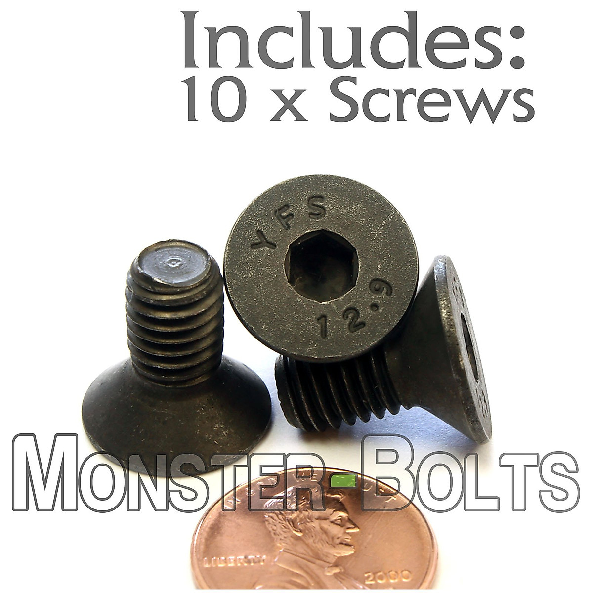 MonsterBolts - M8 x 16mm Flat Head Socket Cap Screws, DIN 7991, Alloy Steel, Black Oxide, 10 Pack