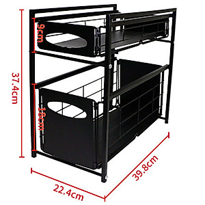 LEAYAN Under Sink Storage Cabinet Organizer Drawer, Under Sink Shelf Organizer Rack Multi-Purpose Under Sink Storage for Bathroom Kitchen Under Sink Rack Shelf, White 39.8x22.4x37.4cm