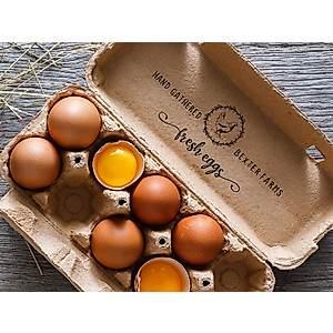 Stamp by Me | Egg Cartons Stamp | Personalized Eggs Carton Stamps | Chicken Eggs Stamper | Custom Wooden Rubber Stamp | Self-inking Labels | Farm Stampers | Black Ink | Mini, Medium or Big Stamping