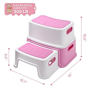 Ronipic 2 Step Stools for Kids, Toddler Step Stool for Toilet Potty Training, Anti-Slip Potty Stools with Numbers/ABC, Bathroom Step Stool for Kitchen