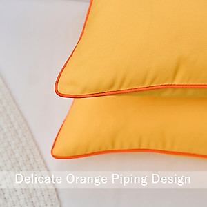 LIGICKY Pack of 2 Yellow Outdoor Waterproof Throw Pillow Covers Decorative Orange Edge Rectangle Pillows Cushion Case Outside Pillowcase for Patio Couch Tent Sunbrella (12x20 inch)