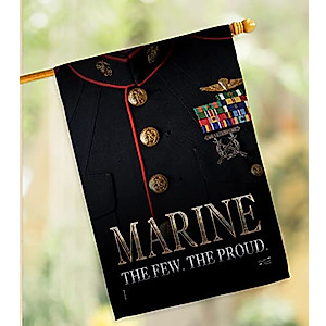 Dress Blue Marine Garden House Flag - Set Armed Forces Corps USMC Semper Fi United State American Military Veteran Retire Official - Banner Small Yard Gift Double-Sided Made in USA 28 X 40