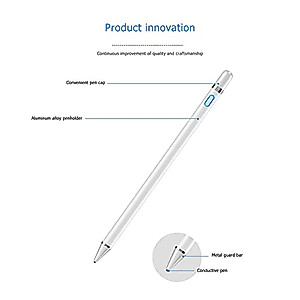 Rechargeable Active Stylus Pencil Compatible for Apple iPad,Stylus Pens for Touch Screens,Fine Point Stylist Compatible with iPhone iPad Pro Air Mini and Other Tablets (White)