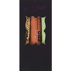 L.A. Girl Pro Conceal Set Orange, Yellow, Green Correctors, Pack of 3 (LAX-GC990+GC991+GC992-B)