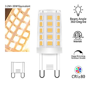 Maxax G9 LED Bulb, 4000K Cool White, 400lm, 3.2W(30W Eqv.), 120V, ETL Listed, 360° Beam Angle, Pack of 6