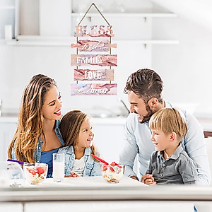 Jacriah Farmhouse Kitchen Signs Wall Decor, Bless the Food Before Us Sign, Pink Gold Kitchen Decor and Accessories Modern, Rustic Dining Room Wall Plaques, Large Country Decor, Inspirational Wall Art