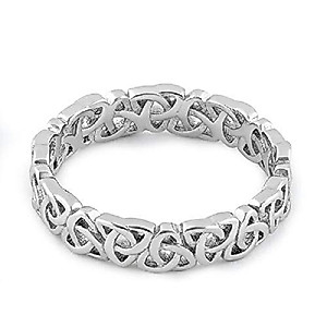 Heartbeat Sterling Silver Interlocking Infinite Trinity Celtic Knots Eternity Ring - (Size 3-12) (sterling-silver Triquetra Design, 10)