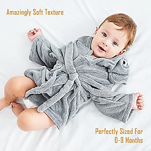 Sunny zzzZZ 2 Pack Unisex Baby Plush Animal Face Robe for 0-9 Months - Neutral Design Softest Newborn Clothes for Boys and Girls - Baby Essentials Registry Search Gifts - Cute Bee and Happy Elephant