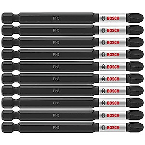 BOSCH ITPH335B 10-Pack 3-1/2 In. Phillips #3 Impact Tough Screwdriving Power Bits
