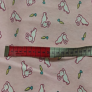 PUMCRAFT Sewing Fabric 100% Cotton Flannel Soft Pink Rabbit Printed Flannel Fabric Patchwork Cloth Children Dress Home Decor - 50cm - 105CM Fabric Patchwork Craft