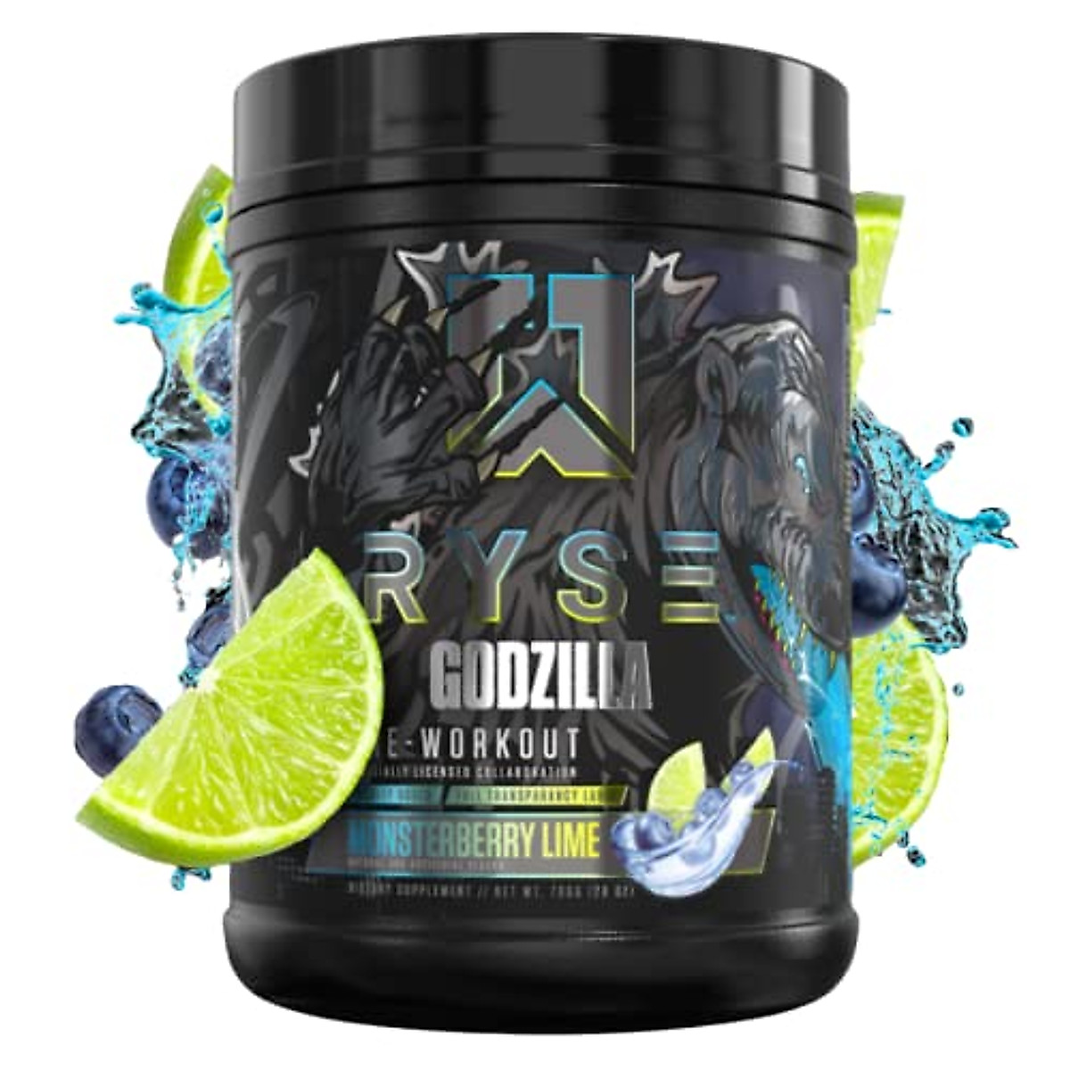 RYSE Signature Series GODZILLA Pre Workout | Pump, Energy, Strength, and Focus | Citrulline, Beta-Alanine, Caffeine | 40 Servings (Monsterberry Lime)