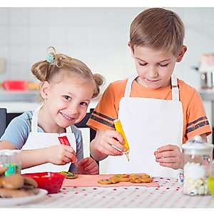 MissOwl 8 Pcs Waterproof Kids Apron with Pockets Chef Artists Child Bib Cooking Baking Painting for Boys and Girls White