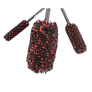 ABN Car Wheel Rim Cleaning 3-Piece Kit – Original Brush Stick Tool Tire Woolie Wooly Wand Set (3 Brushes)