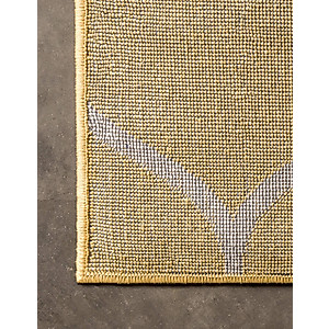 Unique Loom Trellis Frieze Collection Area Rug - Rounded (5' 1" x 8', Yellow/ Ivory)