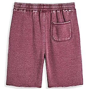 DELCARINO Men's Casual Soft Cotton Elastic Jogger Gym Active Pocket Knit Shorts Burnout Wine Medium