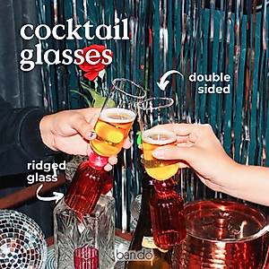 ban.do Bar Glass Set of 2, 6.6oz Cute Cocktail Glasses for Adults, Unique Cocktail Wine & Champagne Glasses, Aesthetic Glassware for Bar Cart, Tipsy Turvy