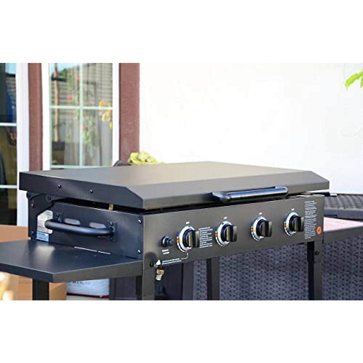 Jforest Blackstone Push-Pull Griddle Cover Lid with Bakelite Handle, Powder Coated Steel, Blackstone Griddle Cover Lid, Blackstone Hard cover lid, Matte Black (36 inch)