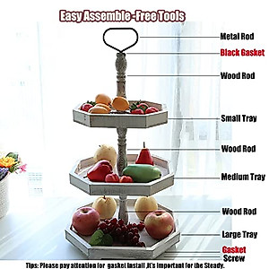 3 Tiered Serving Tray Wooden Farmhouse Decorative Tray, 3 Tier Tray for The Coffee Table, Kitchen Rustic Dinning Tiered Tray, Home Decor Tray, Three Tier Tray Cupcake Stand Display Tray