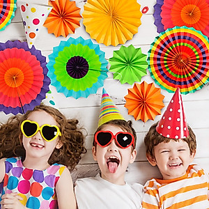 12PCS Hanging Paper Fans Party Decorations Fiesta Party Supplies, Photo Props for Cinco De Mayo Carnival Mexican Taco Tuesday Vibrant Colorful Kids Party Birthday Baby Shower, Multi-Color