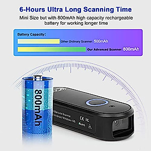 Mini 2D Wireless Barcode Scanner 2.4G Wireless & Bluetooth Barcode Scanner, Portable 1D 2D QR Code Scanner Work with iOS Android iPhone iPad Tablet Windows PC POS for Store Warehouse Inventory Library
