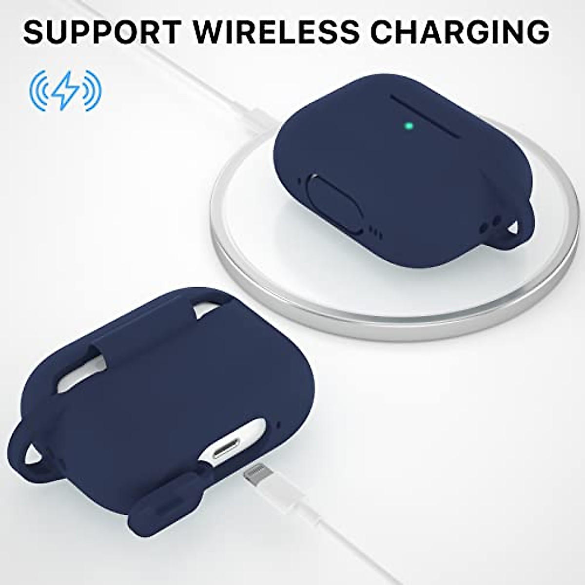 GMUDA for AirPods Pro (2nd Generation/1st Generation) Case, Protective Silicone Cover with Keychain, Compatible with AirPods Pro 2, Dark Blue