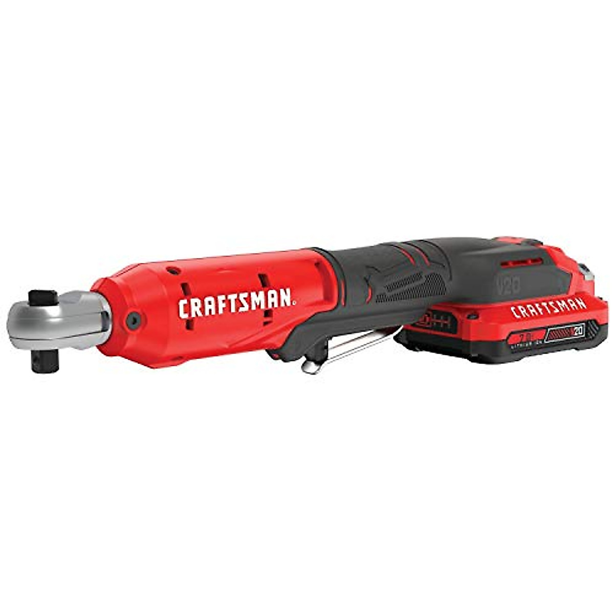 CRAFTSMAN V20 Cordless Ratchet Wrench Kit, 3/8 inch Drive, 300 RPM, up to 35 ft-lbs of Torque, Battery and Charger Included (CMCF930D1)