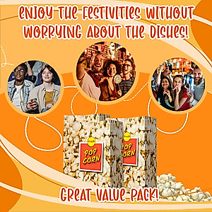 MT Products Large Popcorn Bags for Party - 4 oz. (Pack of 50) - Paper Popcorn Holders with Flat Bottom