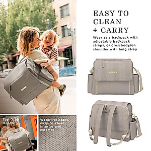 Petunia Pickle Bottom Boxy Backpack Deluxe, Diaper Bag for Parents, Stylish Baby Bag, Spacious Backpack, On-The-Go Moms, Sand Cable Stitch