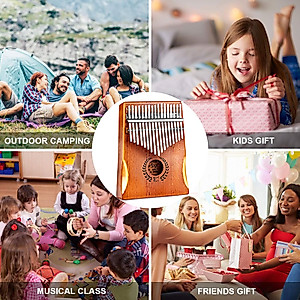 Everjoys Kalimba Thumb Piano 17 Keys, Professional Musical Instrument Finger Piano Marimbas with Portable Soft Cloth Bag, Fast to Learn Songbook, Tuning Hammer, All in One Kit