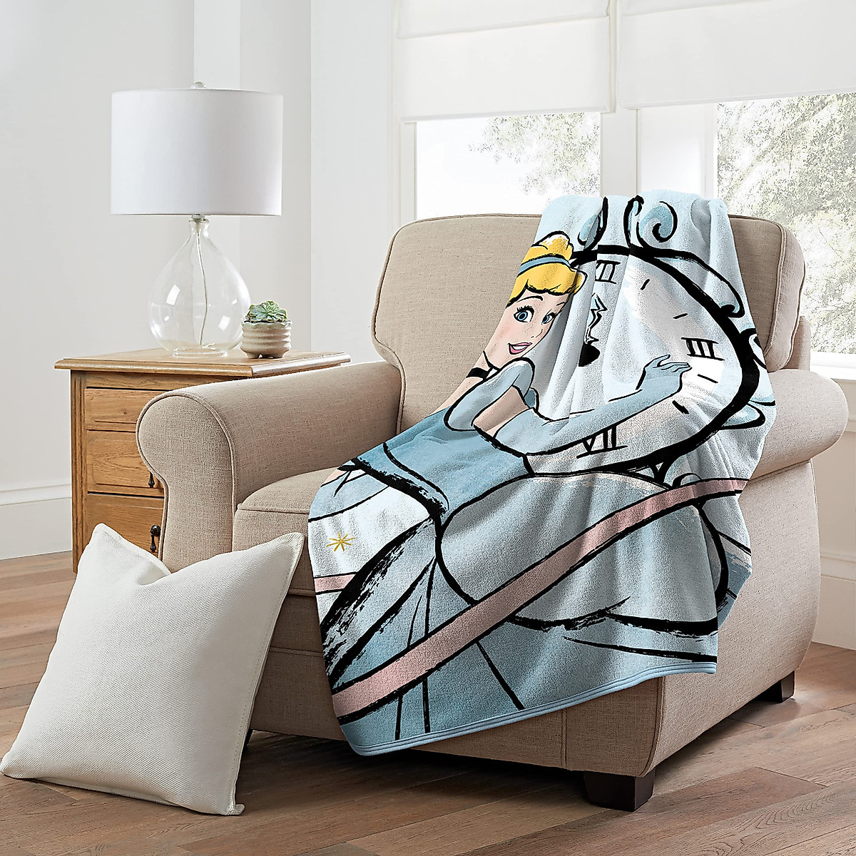 Northwest Cinderella Micro Raschel Throw Blanket, 46" x 60", On Time