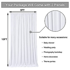 10 ft x 10 ft Wrinkle Free White Backdrop Curtain Panels, Polyester Photography Backdrop Drapes, Wedding Party Home Decoration Supplies
