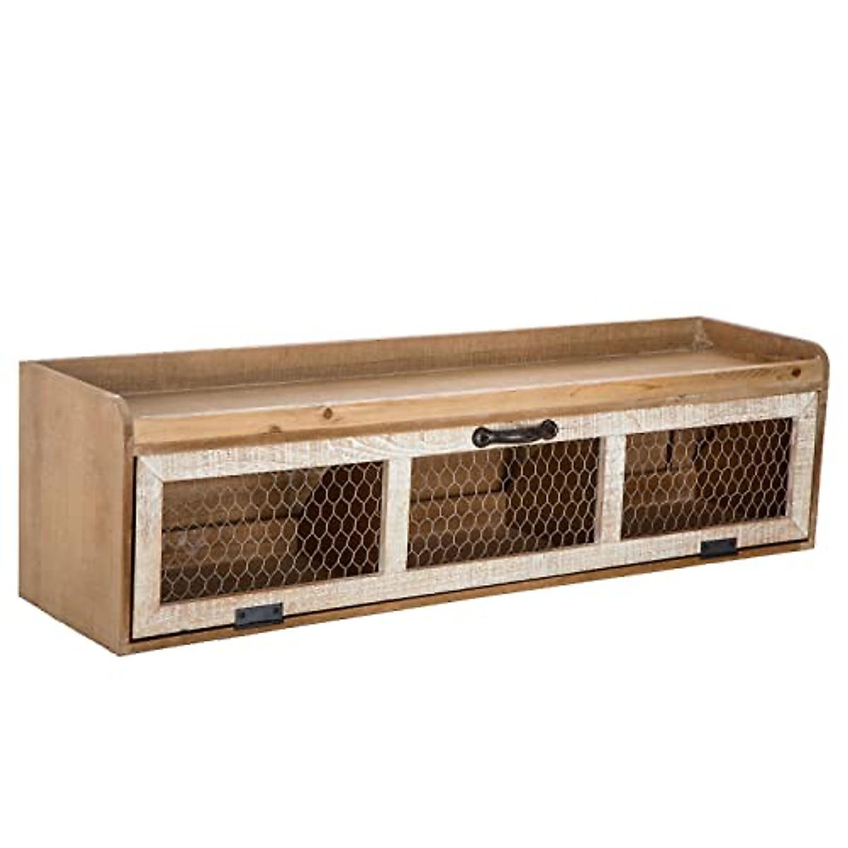 Chicken Wire Wall Shelf with Drawer | Rustic Home & Kitchen Storage