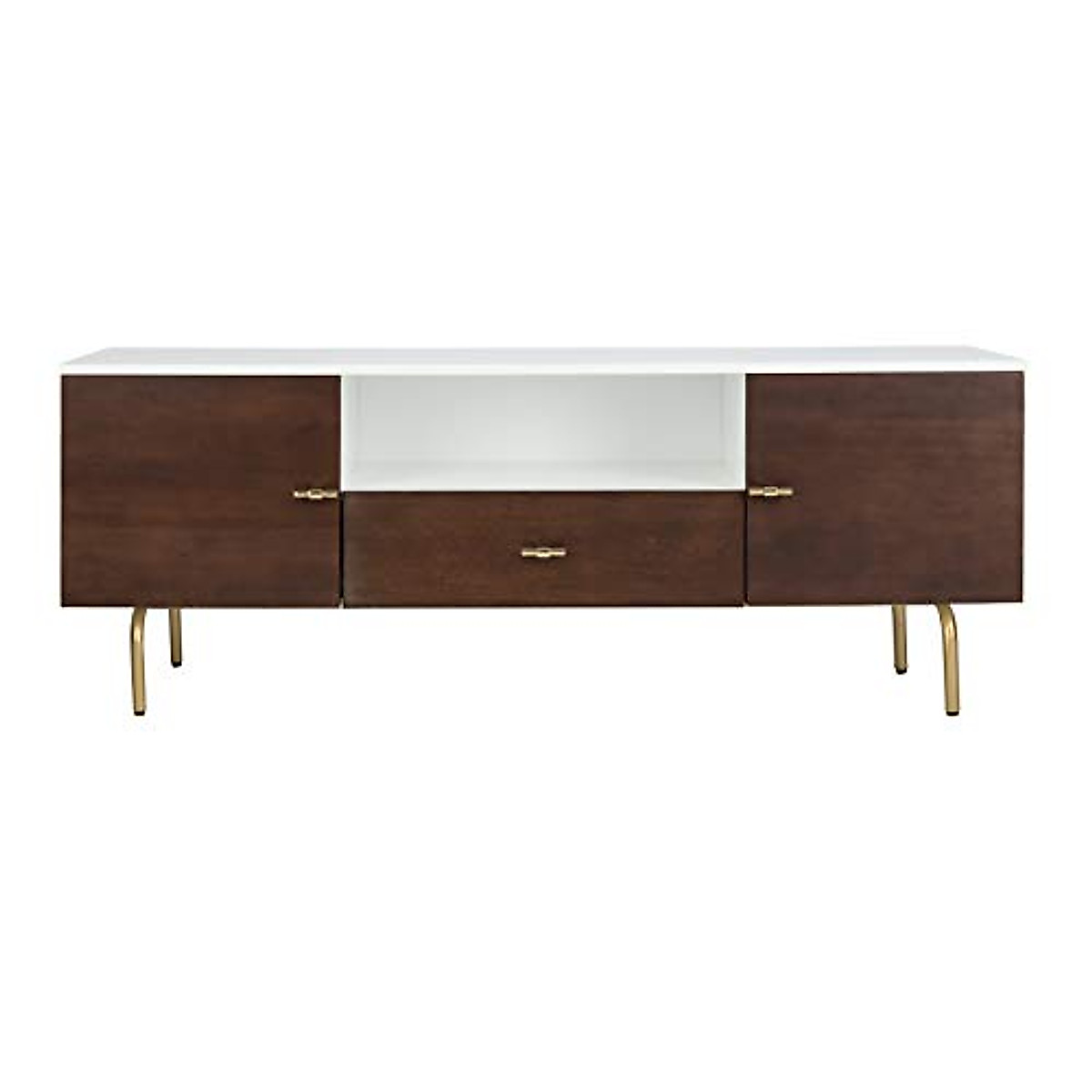Safavieh Home Genevieve Mid-Century Modern Walnut and White Storage TV Media Stand
