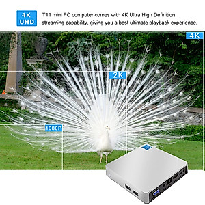 Fanless Mini PC Intel Atom Z8350 Processor,Mini Desktop PC Windows 10 Pro,4GB LDDR3 64GB EMMC,Mini Computer Support Dual Display/4K HD/2.4G+5G Dual-Band WiFi for Business Home Theater