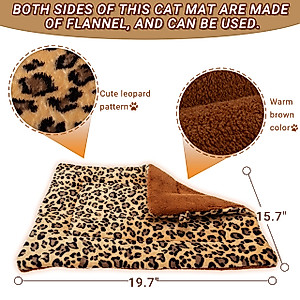 FLYSTAR Cat Bed Mat for Indoor Cats - Self Warming Leopard Cute Cat Bed Mat, Soft Warm Washable Self Heating Cat Bed Pad for Small, Medium, Large Cats & Puppies(15.7"*19.7")
