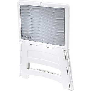 Rubbermaid RM-PL1W Folding 1-Step Plastic Stool, 300-pound Capacity, White