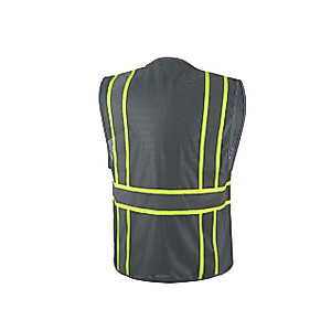 CAL PACIFIC Grey Two Tones Safety Vest,With Multi-Pocket Tool (2X)