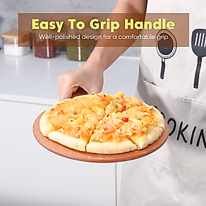 BESTCOOK Wood Fiber Pizza Cutting Board, Durable Wooden Pizza Board with Easy Grip Handle - Perfect for Baking, Cutting, and Serving Pizza, Bread, Fruits, Vegetables, and Cheese, 9 inch