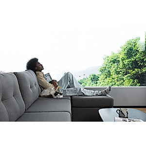 LINSY HOME Oversized Modular Sofa, Rubik III 4 Seat Modular Sectional Couch with 4 Ottomans, U Shaped Sleeper Sofa with Storage, All Covers Changeable Washable, Grey
