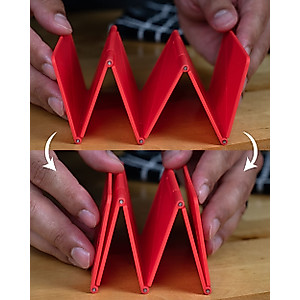 Foldable Taco Holders Set of 4, Red Taco Holder for Soft & Hard Taco Shells, Collapses for Improved Kitchen Storage & Organization, Taco Holder Stand Kit Holds 2 or 3 Tacos, Dishwasher Safe Plastic