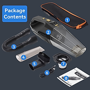 FARYODI Handheld Vacuum Cordless, 2022 8000Pa Powerful Hand Vacuum Cordless Rechargeable with LED Lighting, 2-3h Quick Charging, Wet & Dry Use, Portable Vacuum Cleaner for Pet Hair, Home, Car, Office