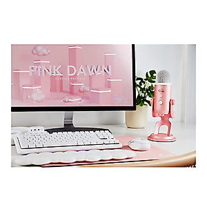 Blue Microphones Yeti USB Microphone Aurora Collection (Pink Dawn) Bundle with Boom Arm Microphone Stand, Studio Monitor Headphones, and Pop Filter (4 Items)