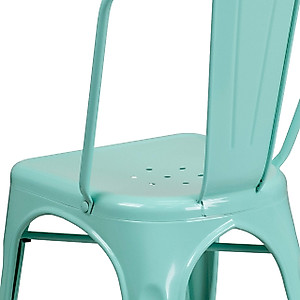 EMMA + OLIVER Commercial Grade Mint Green Metal Indoor-Outdoor Stackable Chair
