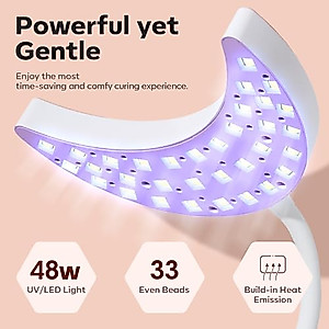 Modelones UV LED Nail Lamp, Gooseneck UV Lamp for Gel x Nails, 48W Nail Light for Gel Nail Polish with 3 Timers and LCD Display, UV Light for Gel Nails, USB LED Nail Lamp for Fast Curing