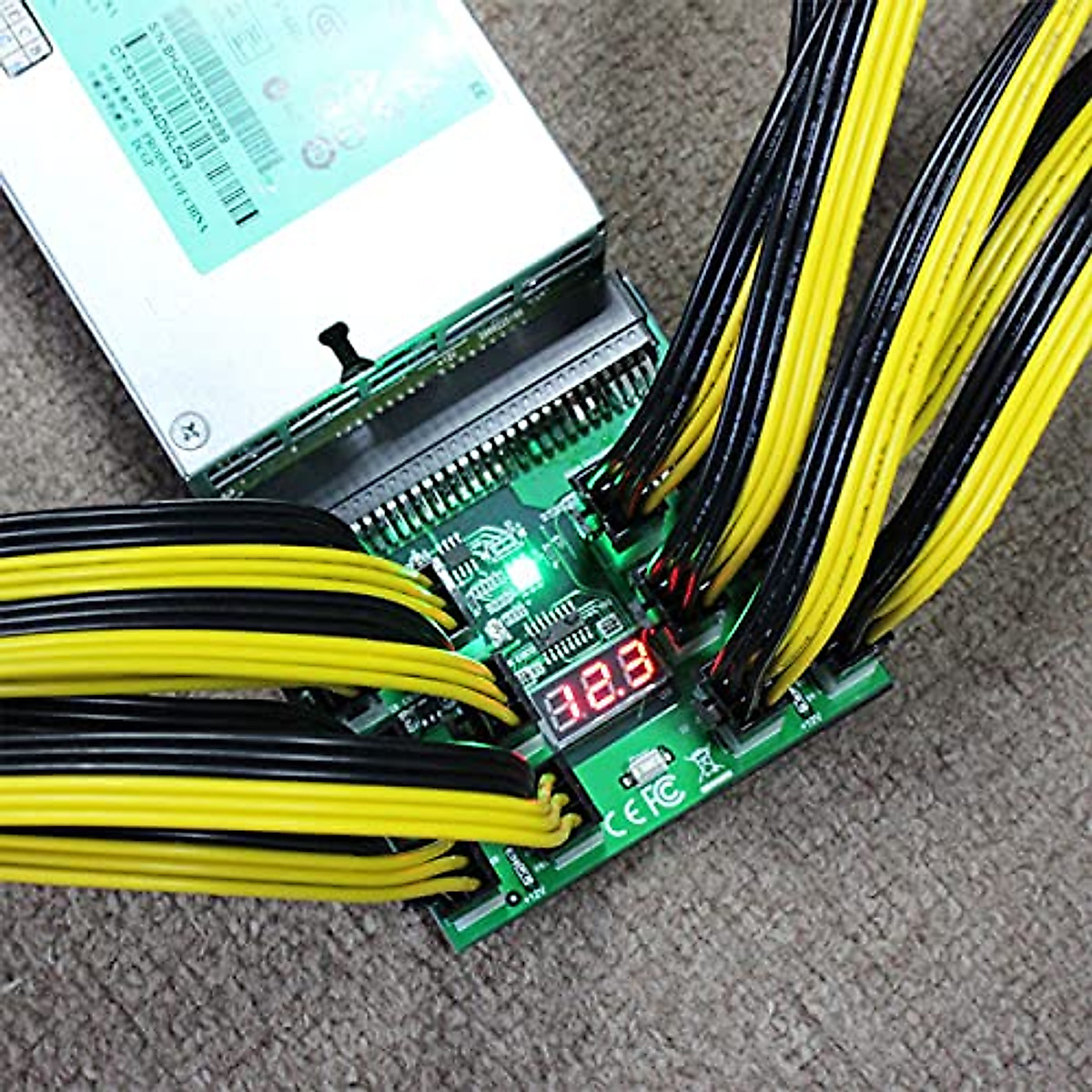 S-Union Ethereum ETH ZEC Mining Power Supply 12V GPU/PSU Breakout Board + 12pcs 16AWG PCI-E 6Pin to 6+2Pin Cables 27.5Inch Length(70CM, with 5 Nylon Cable Ties)
