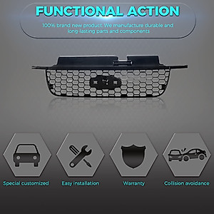 Titanium Plus Autoparts 2005-2007 Compatible With FORD Escape Front Grille Grill Black FO1200446 5L8Z8200AAB